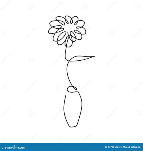 Continuous Line Art Drawing Of Flower Vector Illustration Minimalist