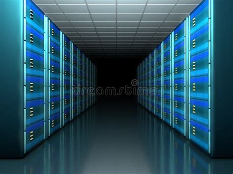 3d Server Room Cloud Computing Business Concept Ai Data Center Firewall Cyber Security Stock