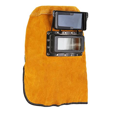 Leather Hood Welding Helmet Mask Darkening Filter Lens Welder Eyes