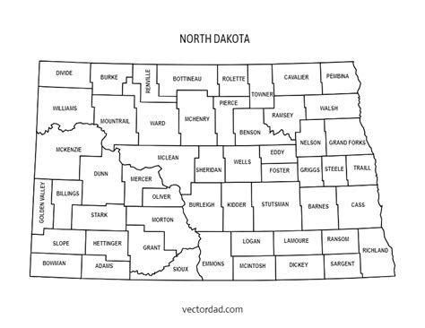 Free Printable Map Of North Dakota County With Labels