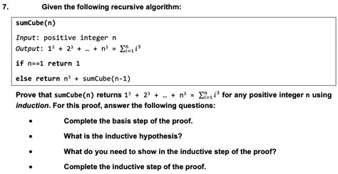 Solved Given the following recursive algorithm:sumCube | Chegg.com