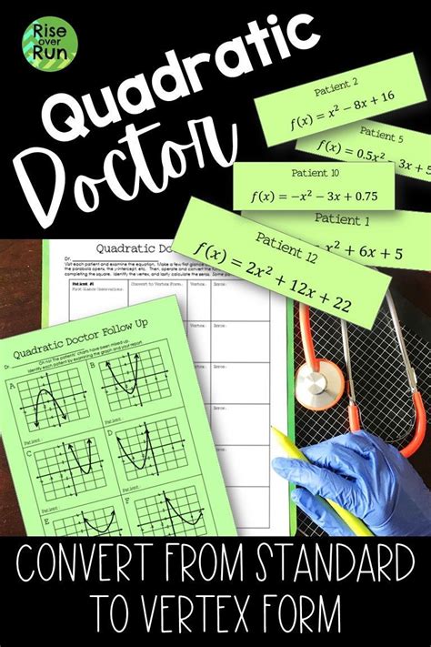 quadratic functions activity converting from standard to vertex form
