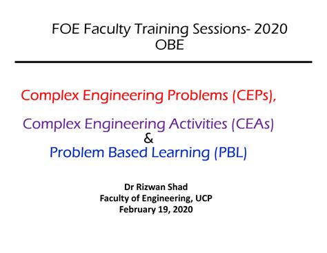 Complex Engineering Problemsactivities And Pbl Email Foe Faculty