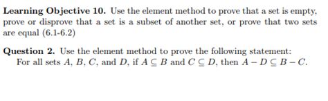 Solved Learning Objective Use The Element Method To Chegg