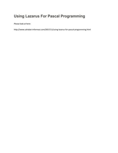 using lazarus for pascal programming doc