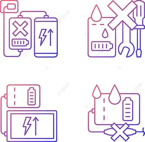 Set Of Linear Vector Icons With Manual Labels For Power Bank And