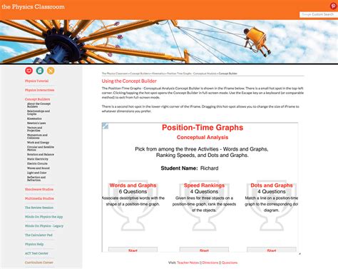 Position Time Graphs Conceptual Analysis Interactive For 9th 12th