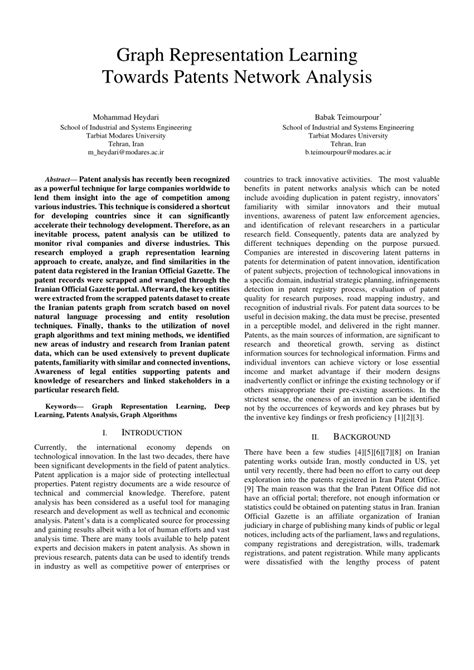 PDF Graph Representation Learning Towards Patents Network Analysis