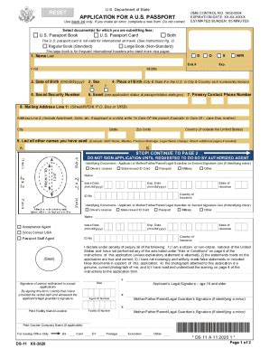 Us Passport Application Form Ds 11 Blank Fillable Template Fill Out