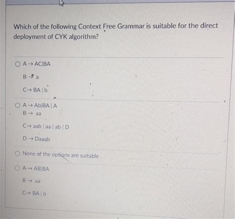Solved Which Of The Following Context Free Grammar Is