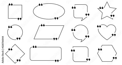 Quote Box Frames Set Isolated On White Background Bubble Quotation Comment Message Borders