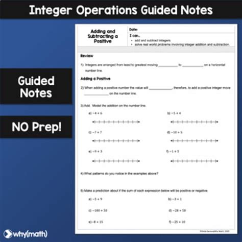Integer Operations Guided Notes Bundle By Why Math Tpt