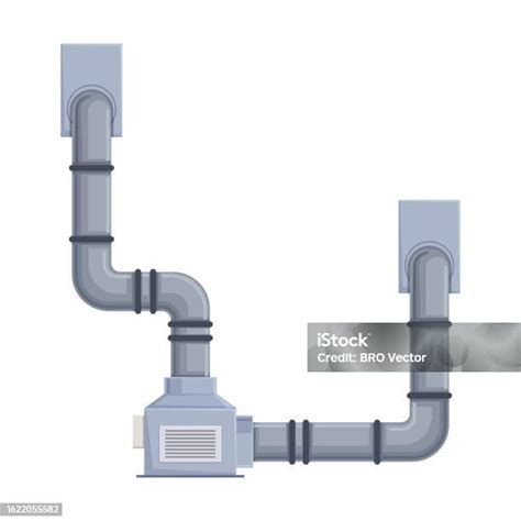 환기 파이프 벡터 환풍구 금속 공기 덕트 공장을 위한 관 에어 컨디셔너 환기 개념 강철에 대한 스톡 벡터 아트 및 기타 이미지