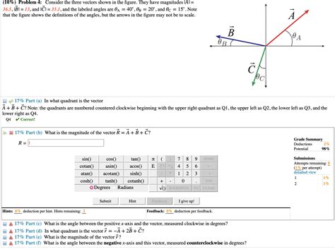 Solved Problem Consider The Three Vectors Shown In Chegg