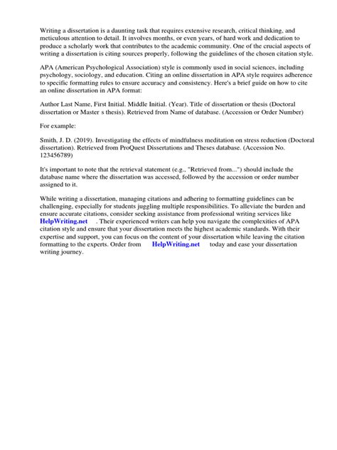 How To Cite Online Dissertation Apa Pdf Apa Style Thesis