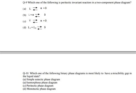 Solved Q 9 Which One Of The Following Is Peritectic