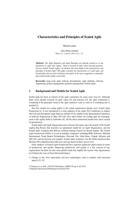 Pdf Characteristics And Principles Of Scaled Agile