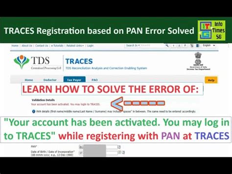 Solution For Error At The Time Of Registering As New User At TRACES With PAN TRACES