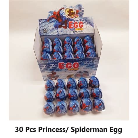 30 Pcs Spiderman Pirncess Surprise Cream Candy Eggs Egg With Toy