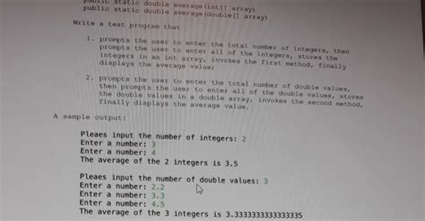 Solved Static Double Average Onto Array Public Statie