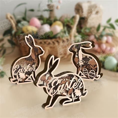 Laser Cut Easter Bunny Table Decor 3 Bundle Svg File