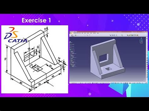 CATIA V5 BASIC 3D SOLID MODELLING (PART DESIGN) - EXERCISE 1 - YouTube