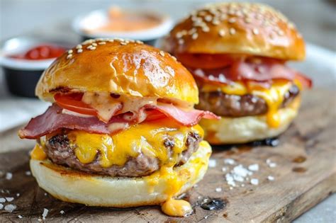 Premium Photo Mini Cheeseburger With Ham And Vegetables