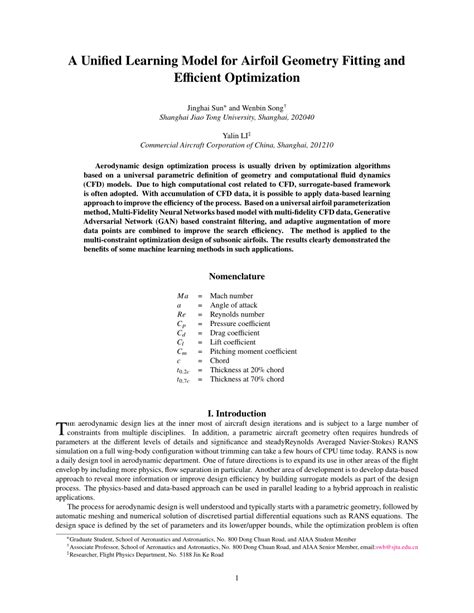 Pdf A Unified Learning Model For Airfoil Geometry Fitting And Efficient Optimization