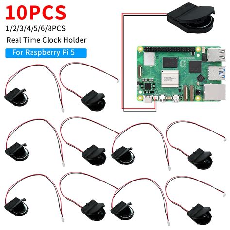 10pcs For Raspberry Pi 5 Rtc Battery Box Real Time Clock Holder With Battery Without Battery