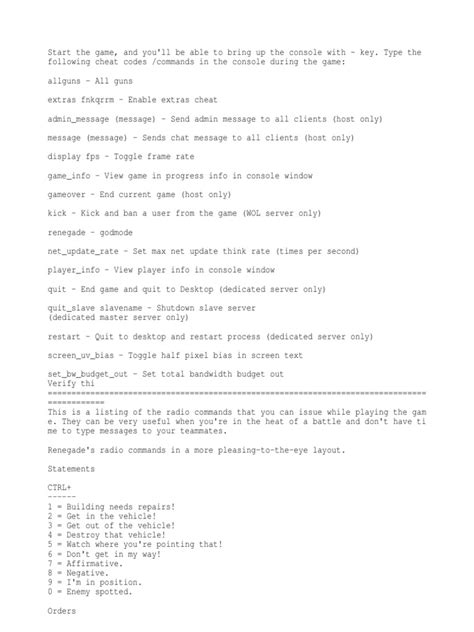 Renegade Cheat Code Download Free Pdf Control Key Server Computing