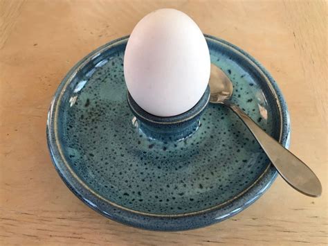Egg Cup Soft Boiled Egg Server Peacock Blue Etsy Egg Cup Soft