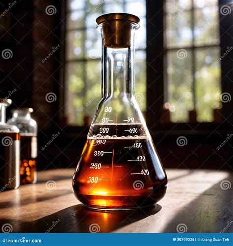 Erlenmeyer Flask Of Liquid Science Apparatus Equipment To Measure