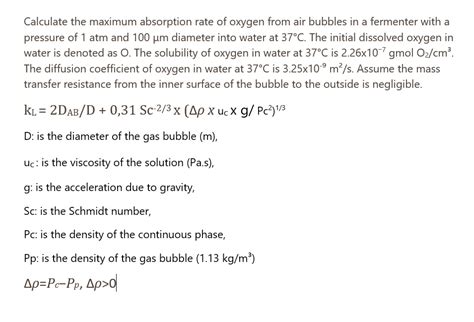 Solved Calculate The Maximum Absorption Rate Of Oxygen From Air