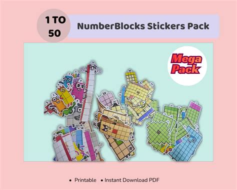 Numberblocks 1 50 Stickers Printable Body Character Sticker Pack