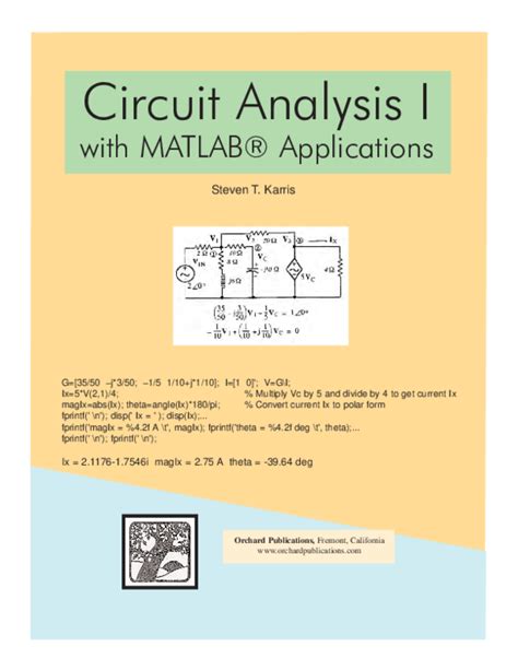 Pdf Matlab Circuit Analysis I