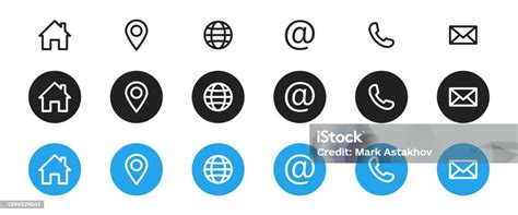 웹 아이콘 세트 웹 사이트 아이콘입니다 이름 전화 모바일 위치 장소 메일 팩스 웹 저희에게 연락하십시오 정보 커뮤니케이션 벡터 일러스트레이션 아이콘에 대한 스톡 벡터 아트