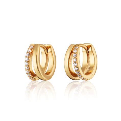 Illusion Mini Huggie Hoop Earrings Silver And Gold Scream Pretty