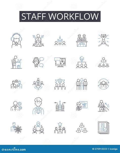 Staff Workflow Line Icons Collection Employee Productivity Resource Management Workplace