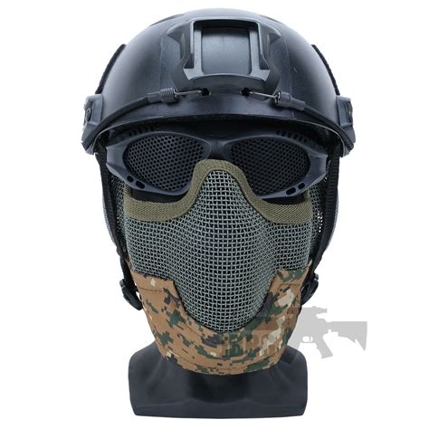 Airsoft Mesh Lower Mask With Ear Protection Digital Camo