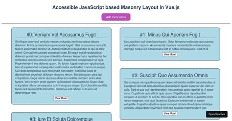 Accessible Js Based Vue Masonry Codesandbox