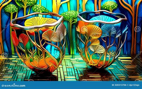 An Artistic Generated Concept Image Of A Unique Ceramic Vase On A Colourful Background