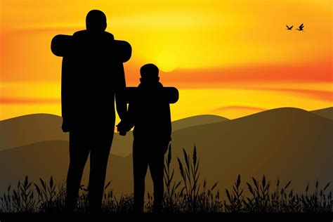 Silueta De Padre E Hijo Caminando 10819630 Vector En Vecteezy