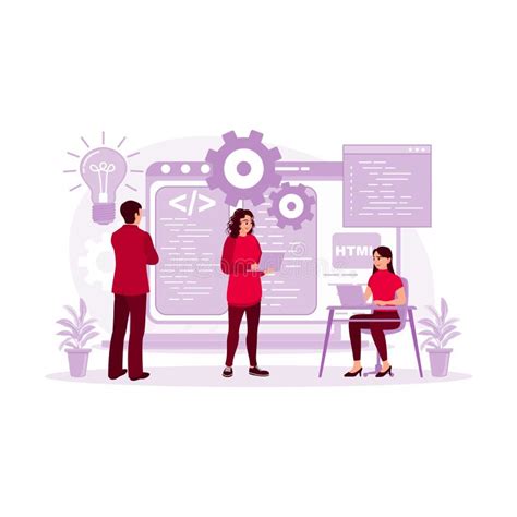 female computer programmer discussing software development strategies