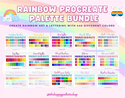 Rainbow Procreate Color Palette Bundle Cute Digital Art Digital