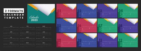 Premium Vector 2 Formats Complete Set Of 2023 Colorful Yearly