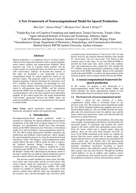 pdf a new framework of neurocomputational model for speech production