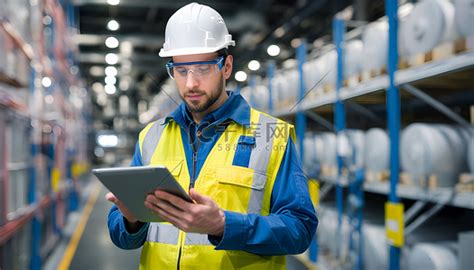 工程师在繁忙的仓库环境中使用平板电脑高清摄影大图 千库网 工程师在繁忙的仓库环境中使用平板电脑高清摄影大图 千库网