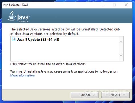 java uninstall tool download softpedia
