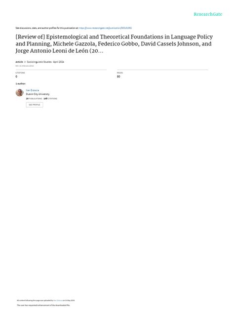 Review Of Epistemological And Theoretical Foundations In Language Policy And Planning Pdf