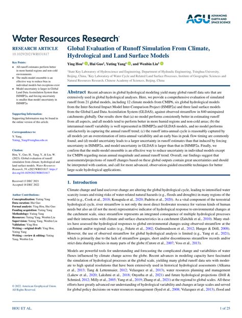 Global Evaluation Of Runoff Simulation From Climate Hydrological And